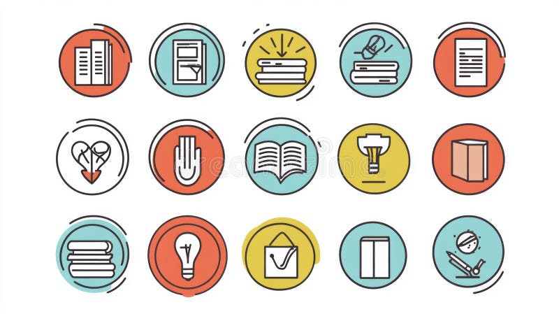 Book Icons and Symbols stock illustration. Illustration of document ...