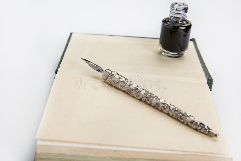 Book and Ink Dip Pen stock photo. Image of fountain, pencil - 46603376