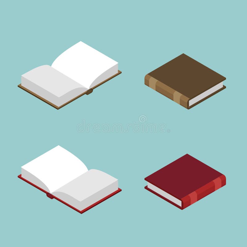 Book Isometric Set. Open Volume . Ancient Text Stock Vector ...
