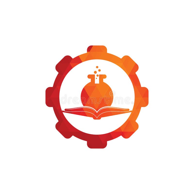 Book Lab Gear Shape Concept Logo Template Design Stock Vector ...