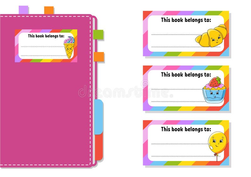 Book Label Stickers for Kids. the Rectangular Shape. Isolated Color ...