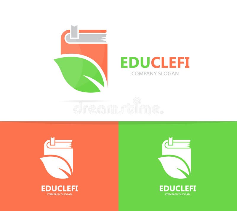 Book and Leaf Logo Combination. Library and Eco Symbol or Icon. Unique ...