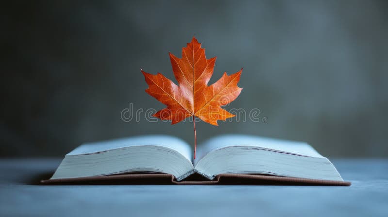 Open book with leaf stock image. Image of leaf, learning - 388530345