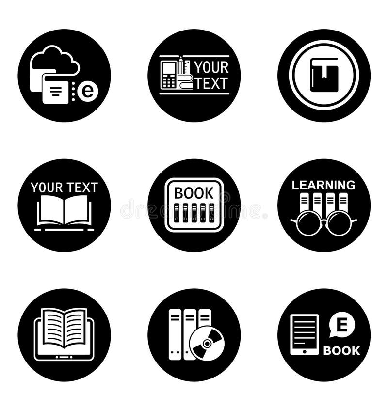 Book Learning Concept Round Icons Stock Vector - Illustration of black ...