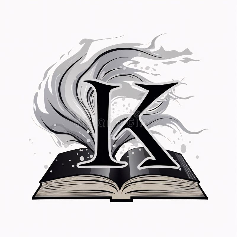 Book with Letter K in the Form of a Stylized Smoke Stock Illustration ...