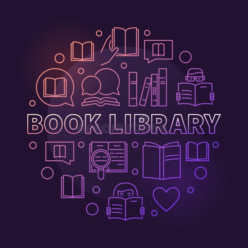 Book Library Colorful Circular Outline Vector Illustration Stock Vector ...