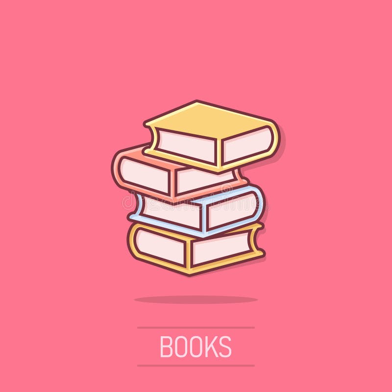 Book Library Icon in Comic Style. Encyclopedia Cartoon Vector ...