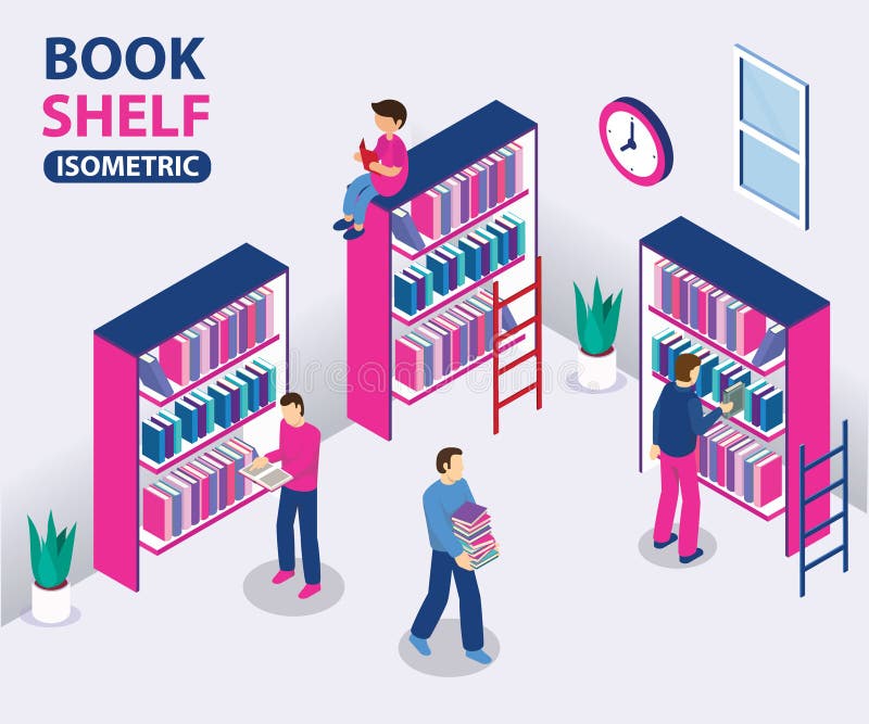 Book Library Isometric Artwork Concept Stock Illustration ...