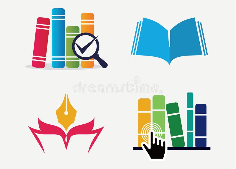 Book Library Logo Set Design Template Stock Vector - Illustration of ...