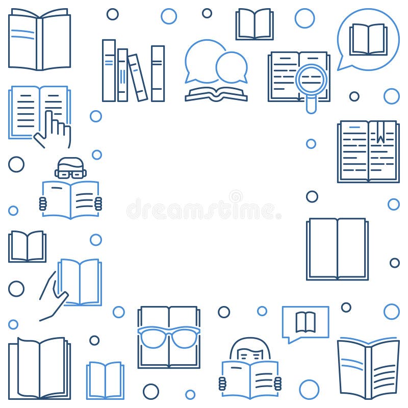 Book Library Outline Concept Frame - Vector Illustration Stock Vector ...