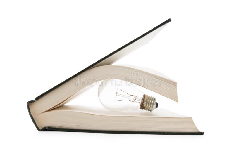 Book and light bulb stock image. Image of page, research - 93712503