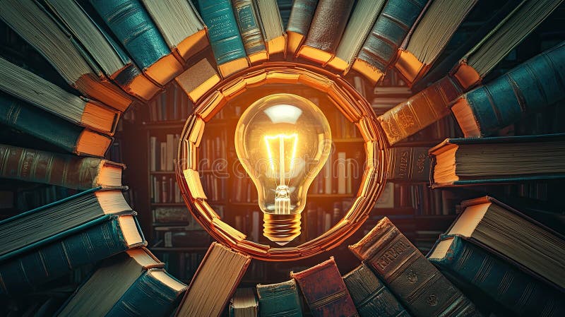 Book Light Bulb. Selective Focus Stock Image - Image of university ...