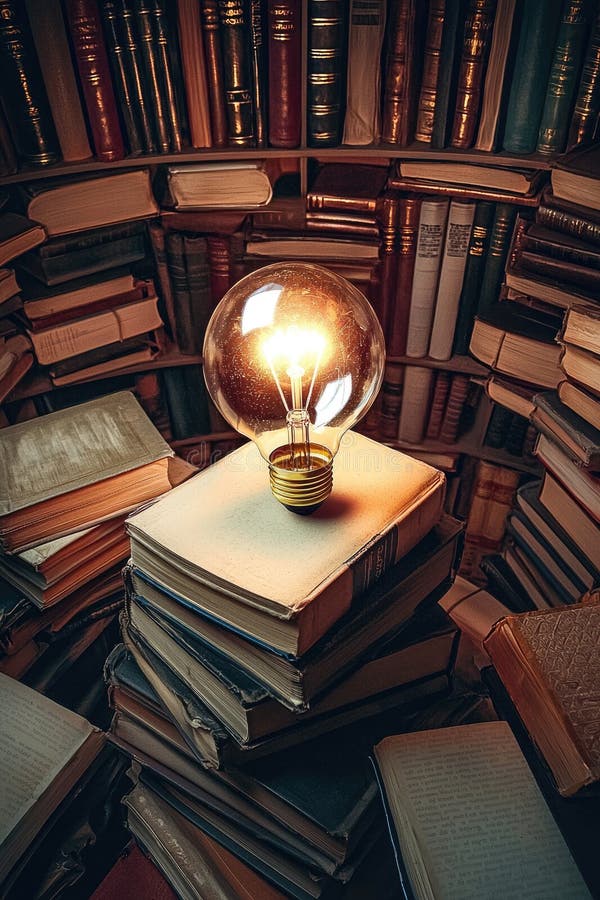 Book Light Bulb. Selective Focus Stock Image - Image of read, bulb ...