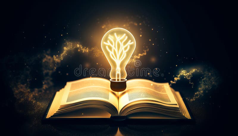 Book and Lightbulb Icon Glowing Together, Symbolizing the Enlightening ...
