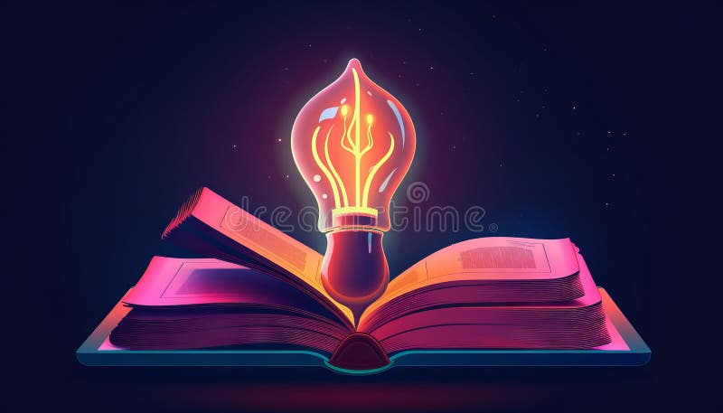 Book and Lightbulb Icon Glowing Together, Symbolizing the Enlightening ...