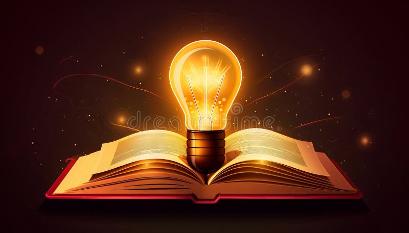 Book and Lightbulb Icon Glowing Together, Symbolizing the Enlightening ...