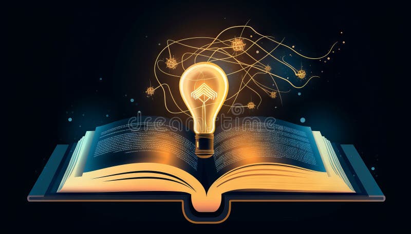 Book and Lightbulb Icon Glowing Together, Symbolizing the Enlightening ...