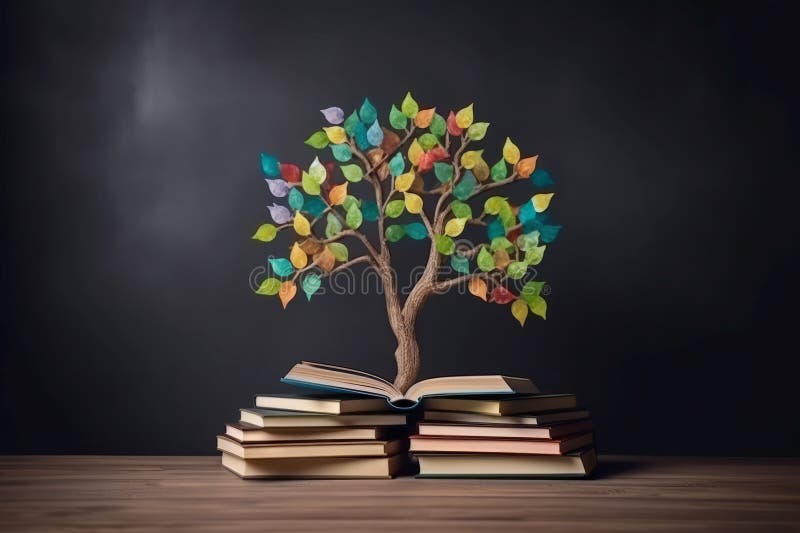 Book Literacy Day Tree Leaves. Generate Ai Stock Illustration ...