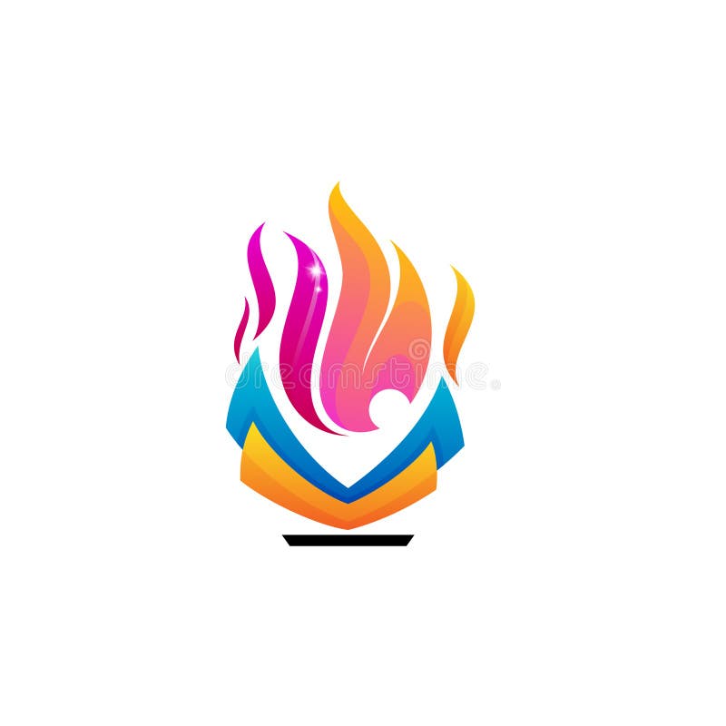 Book Logo and Fire Design Education, Colorful Style Stock Vector ...
