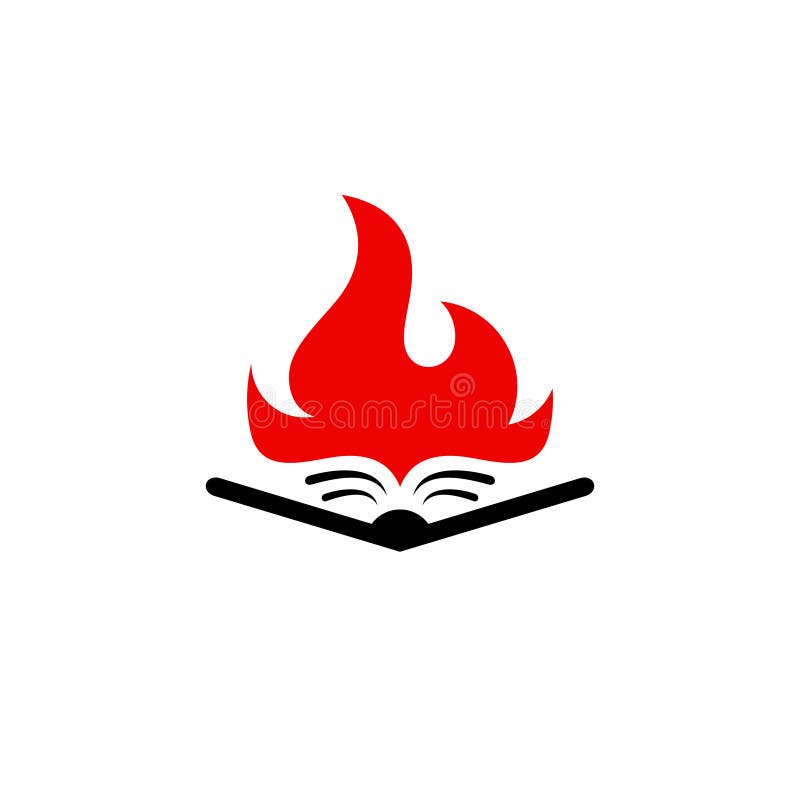 Book Logo and Fire Design Education, Flat Style Stock Vector ...