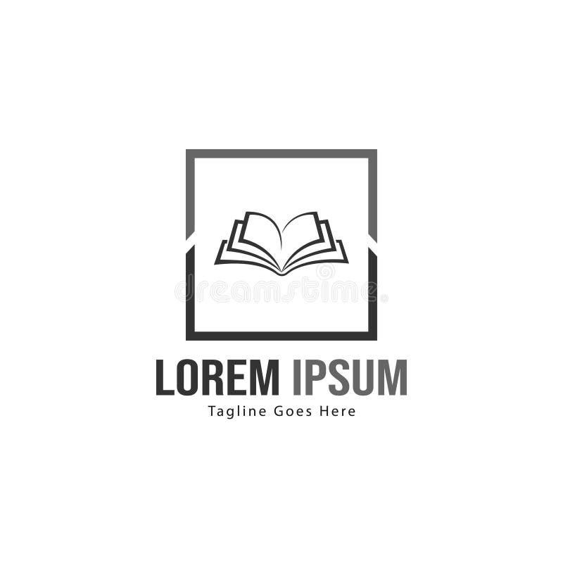 Book Logo Template Design. Minimalist Book Logo with Modern Frame Stock ...