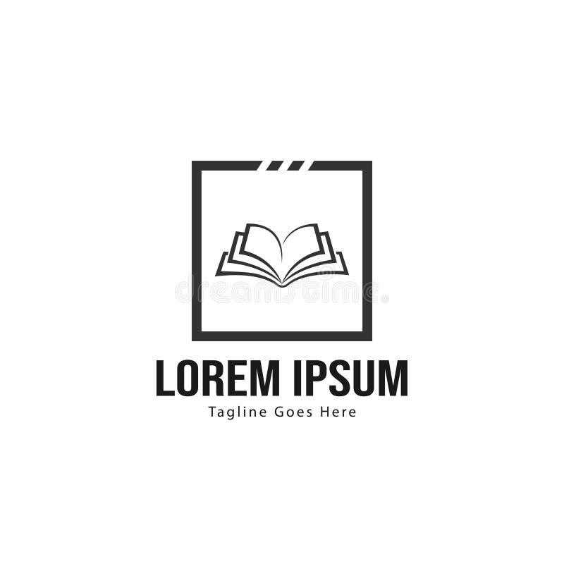 Book Logo Template Design. Minimalist Book Logo with Modern Frame Stock ...