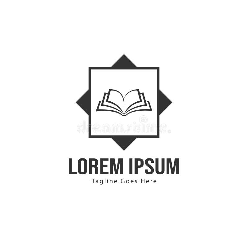 Book Logo Template Design. Minimalist Book Logo with Modern Frame Stock ...