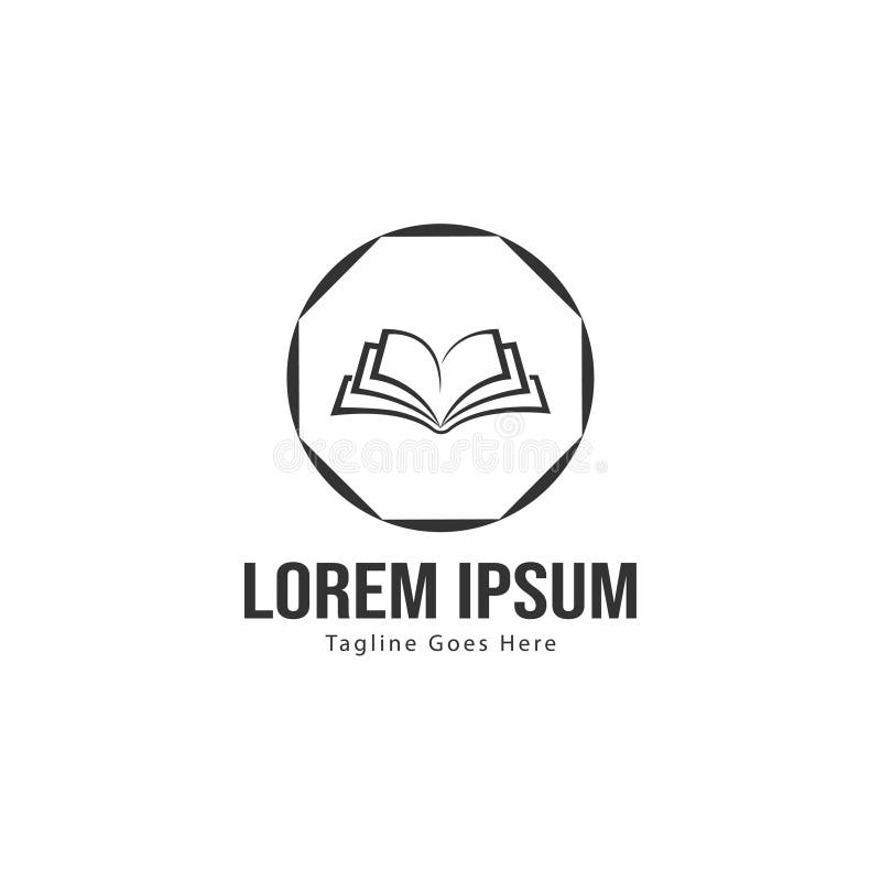 Book Logo Template Design. Minimalist Book Logo with Modern Frame Stock ...