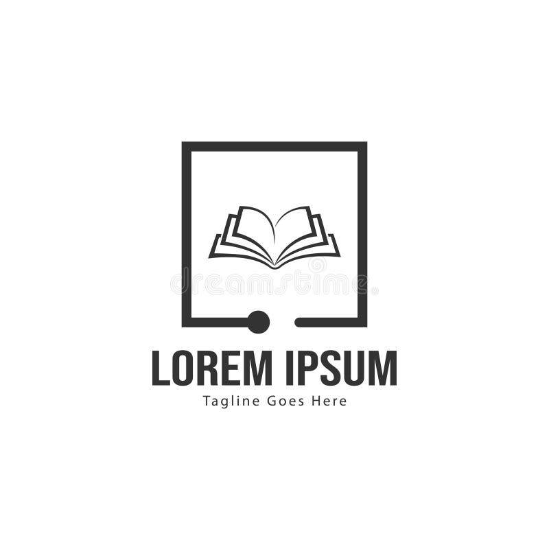 Book Logo Template Design. Minimalist Book Logo with Modern Frame Stock ...