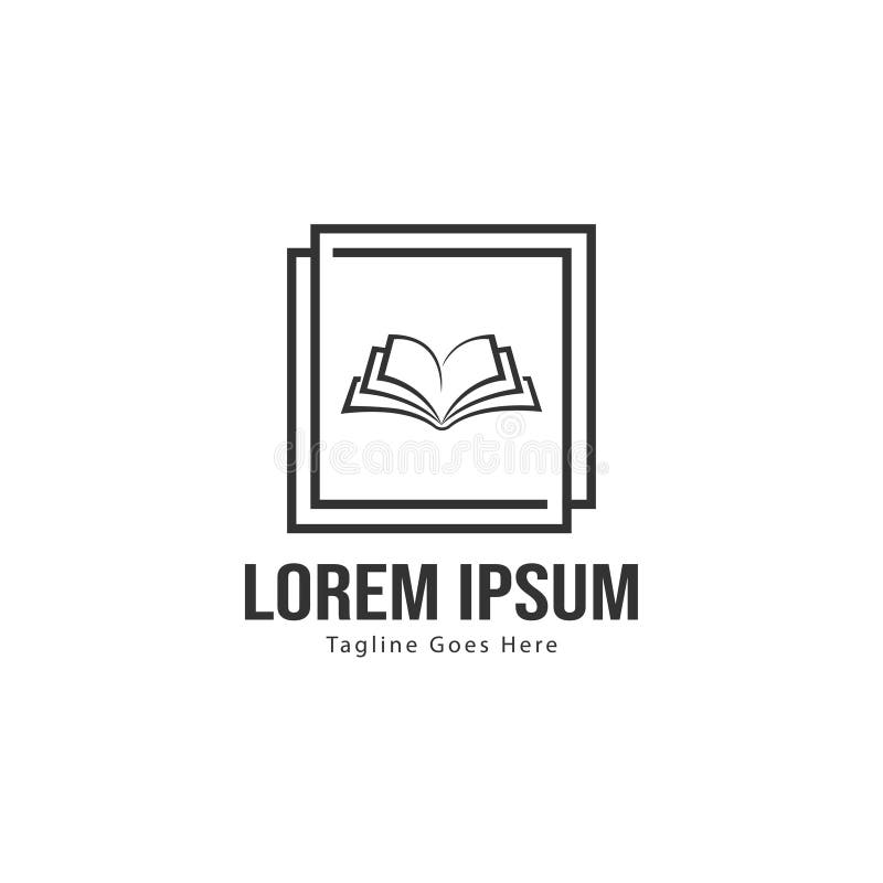 Book Logo Template Design. Minimalist Book Logo with Modern Frame Stock ...