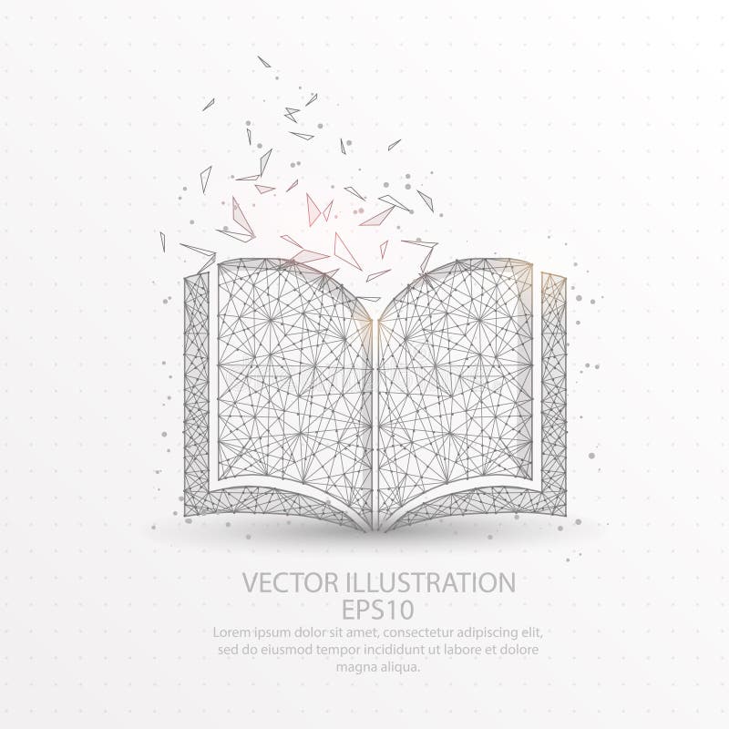 Book Low Poly Wire Frame on White Background. Stock Vector ...