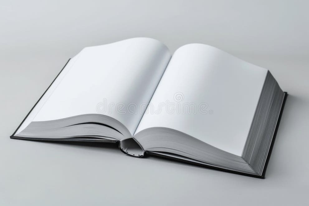 A Book Lying Open on a Clean White Surface with Pages Visible Stock ...