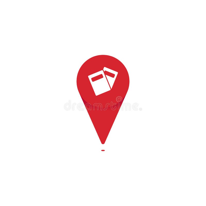 Book or Magazine Store Shop Pin Point Icon Logo for Map Location Vector ...