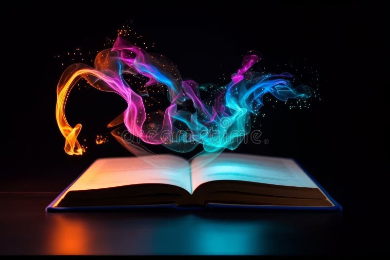Book with Magic Neon Lights. Generate Ai Stock Illustration ...