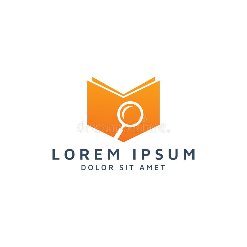 Book and Magnifying Glass Negative Space Logo Design Stock Vector ...