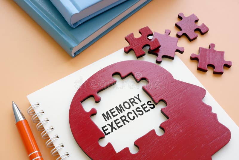 Book Memory Exercises and Head Shape with Puzzle. Stock Photo - Image ...