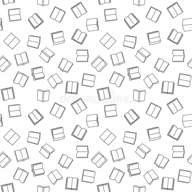 Book Minimal Seamless Outline Pattern. Vector Background Stock Vector ...