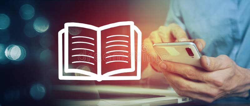 Book and mobile phone icon stock photo. Image of book - 242907358