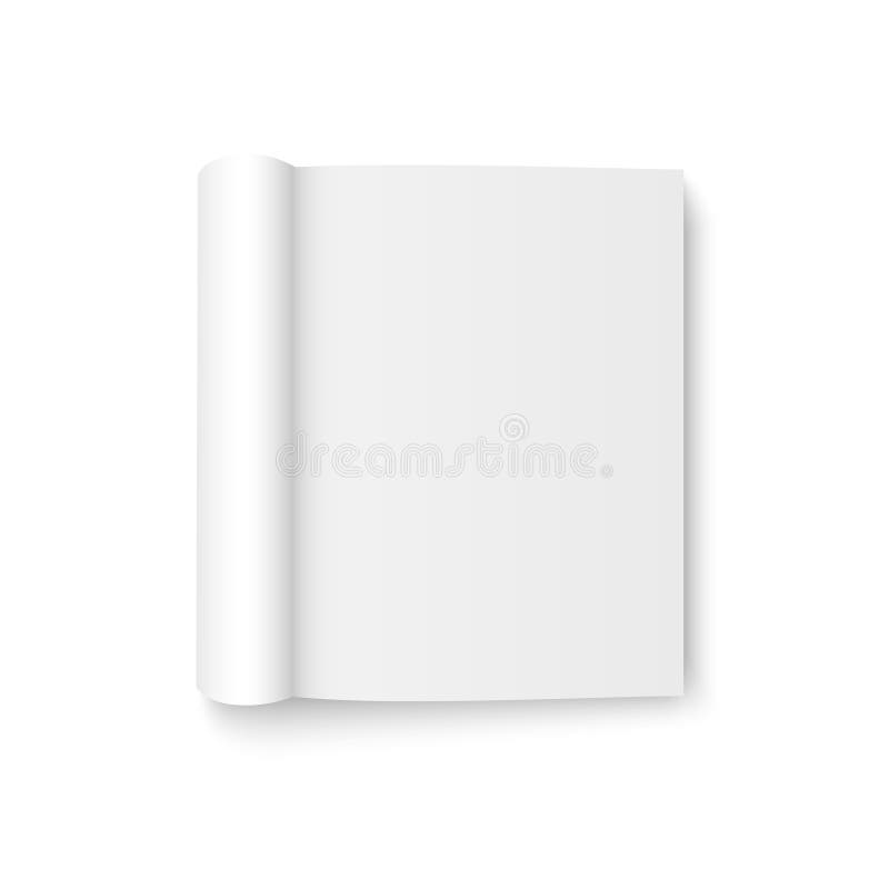 Book Mockup. Magazine with Rolled White Paper Pages Stock Vector ...