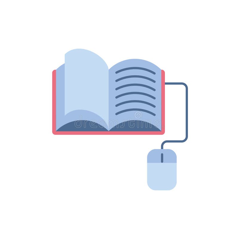 Book Mouse Connected School Education Learning Flat Style Stock Vector ...
