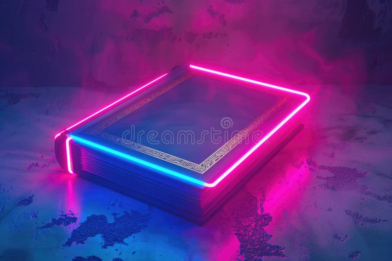A Book with a Neon Frame, Perfect for Educational and Creative Concepts ...