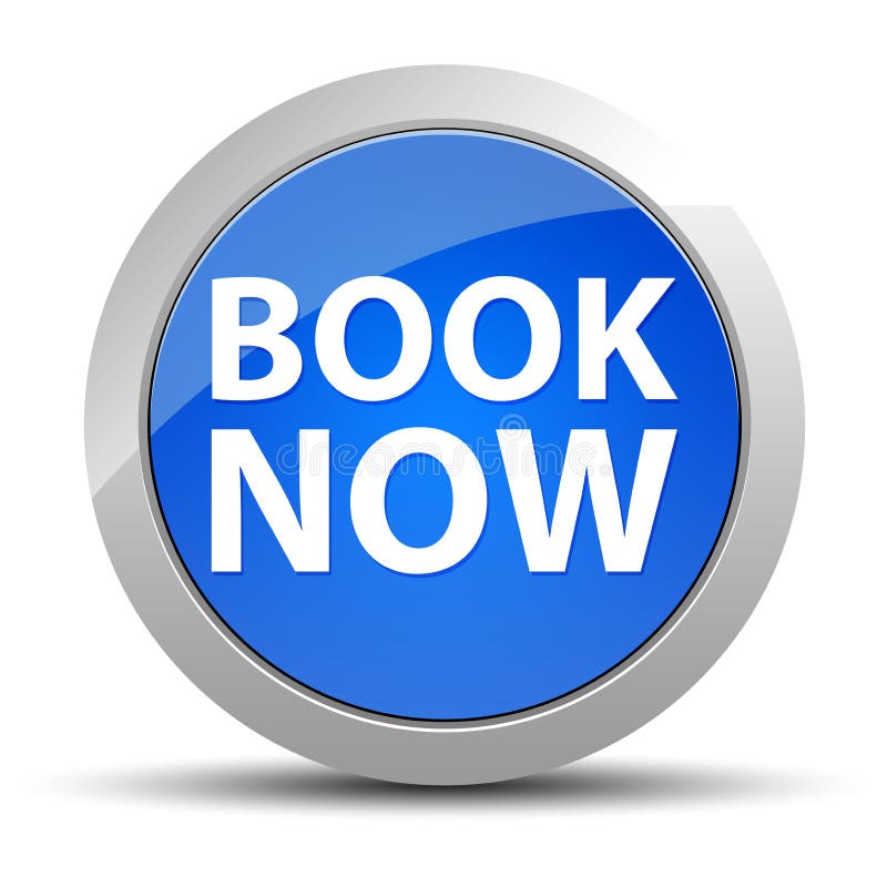 Book Now blue round button stock illustration. Illustration of text ...