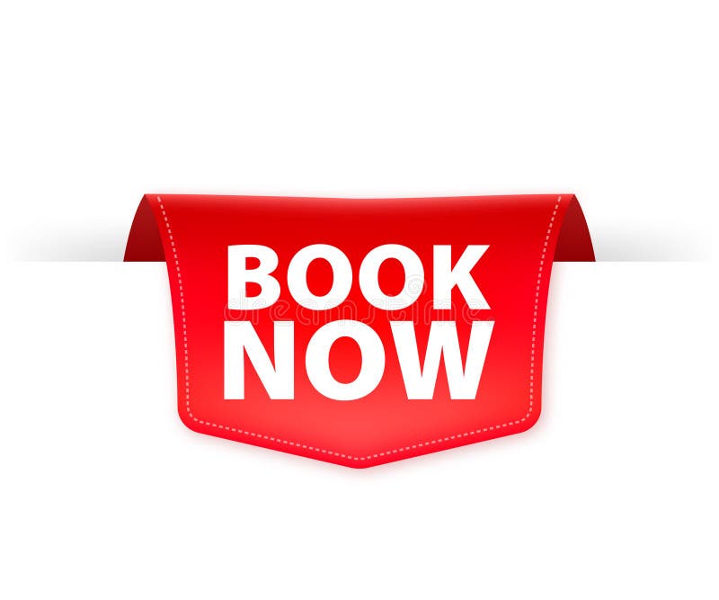 Book Now Red Label with Ribbon. Vector Illustration Stock Vector ...