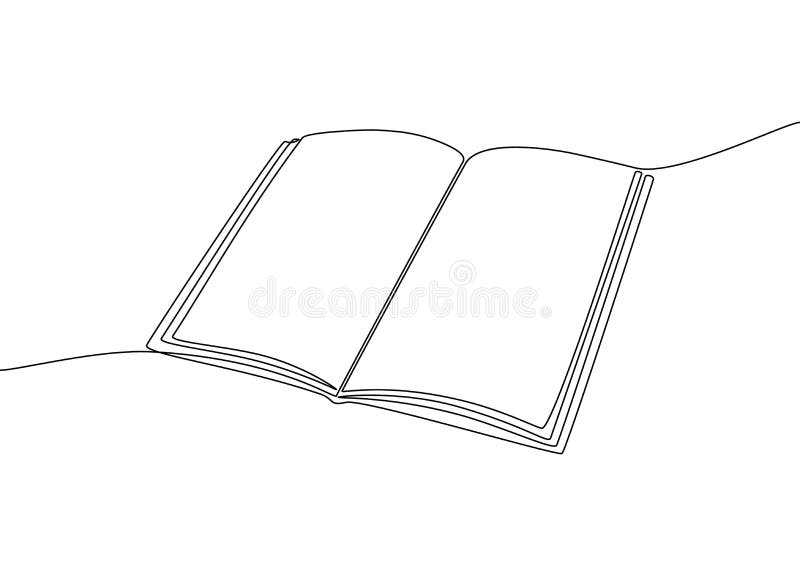 Book One Continuous Line Drawing. Modern Outline Doodle Open Book, Hand ...