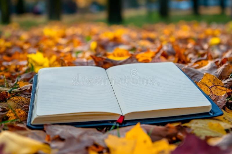 A Book is Open on the Ground in a Park Stock Illustration ...