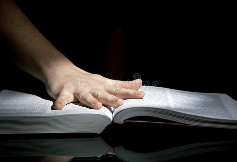 Man Hand Writing in Open Book on White Stock Photo - Image of filling ...