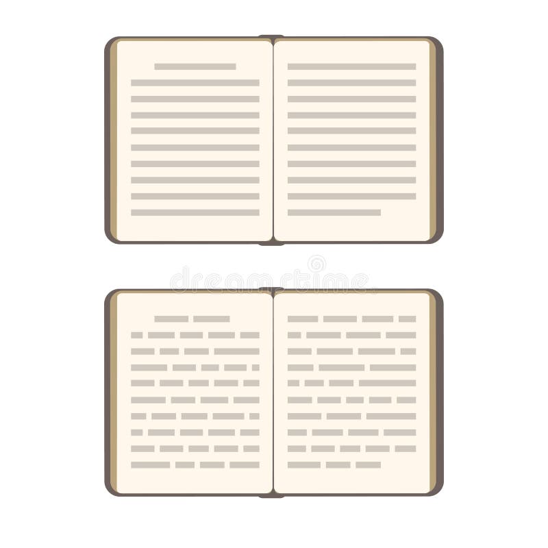 Book Open Pages Vector Flat Illustration Isolated on White. Top View ...
