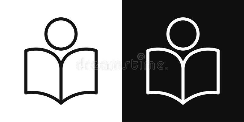Book Open Reader Icon Set. Student Study in Library Vector Symbol ...