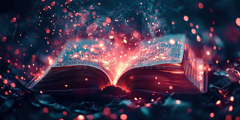 A Book is Open To a Page with a Fire Burning on it Stock Image - Image ...