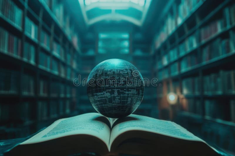 A Book is Open To a Page with a Sphere on it Stock Illustration ...